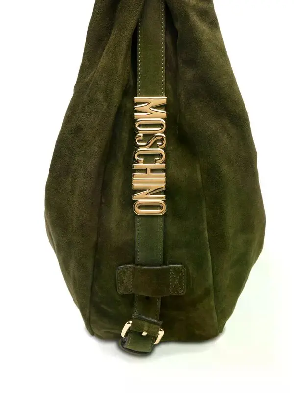 Moschino Medium Handle Me Logo-plaque Suede Bucket Bag