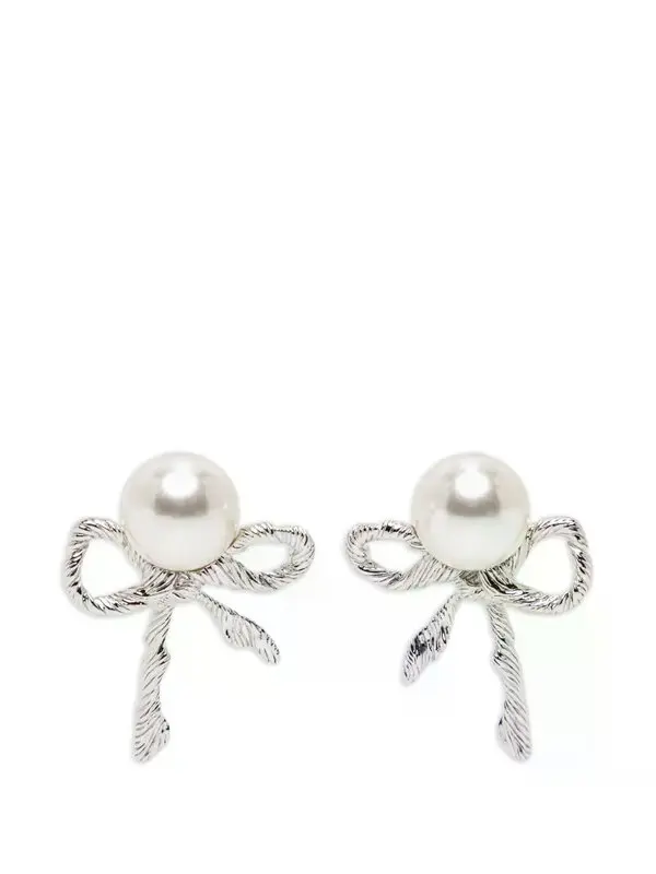 SHUSHU/TONG Ribbon And Faux-pearl Earrings - Silver