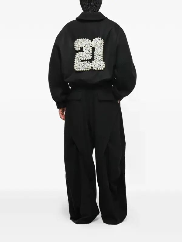 ANOUKI Pearl-embellished Bomber Jacket