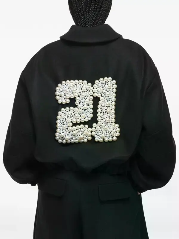ANOUKI Pearl-embellished Bomber Jacket