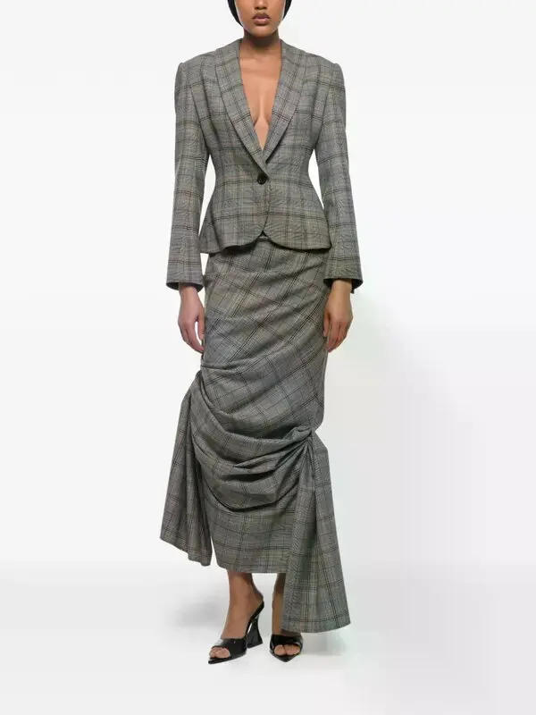 ANOUKI Check-pattern Blazer - Grey