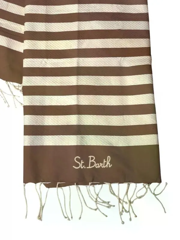 MC2 SAINT BARTH Striped Fringed Beach Towel - Brown
