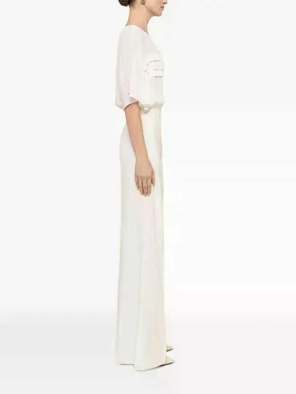 NISSA Pleat Chiffon Top - Neutrals