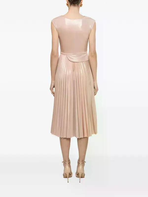 NISSA Metallic-effect Pleated Midi Dress