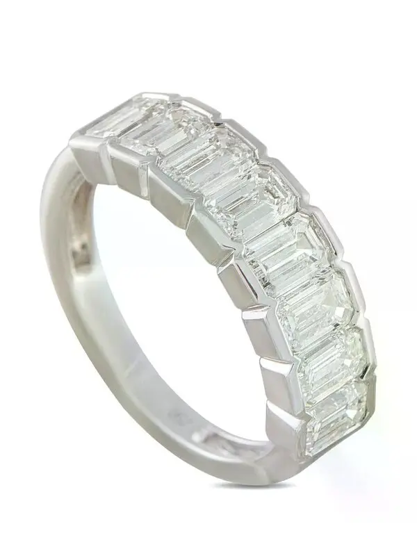 LB EXCLUSIVE 18k White Gold Diamond Band Ring - Silver