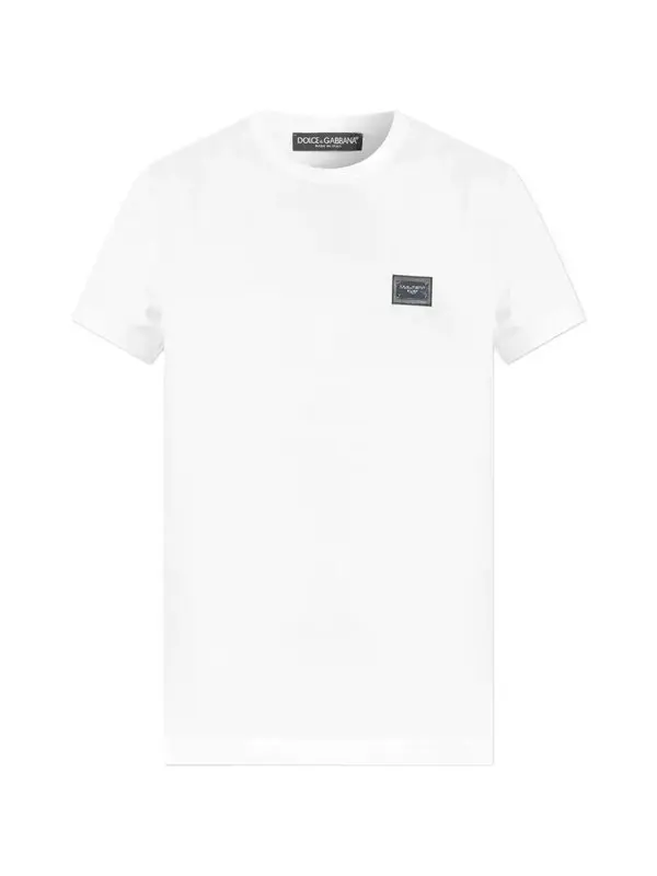 Dolce & Gabbana Cotton T-shirt With Branded Tag - White