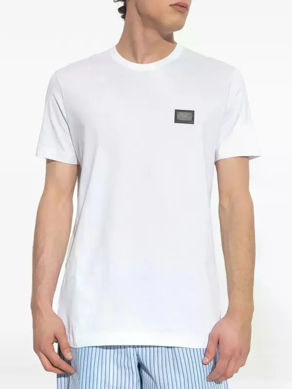 Dolce & Gabbana Cotton T-shirt With Branded Tag - White