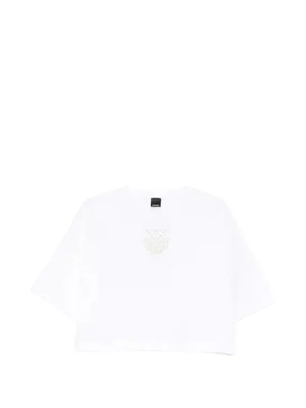Pinko Embellished Crop T-shirt - White