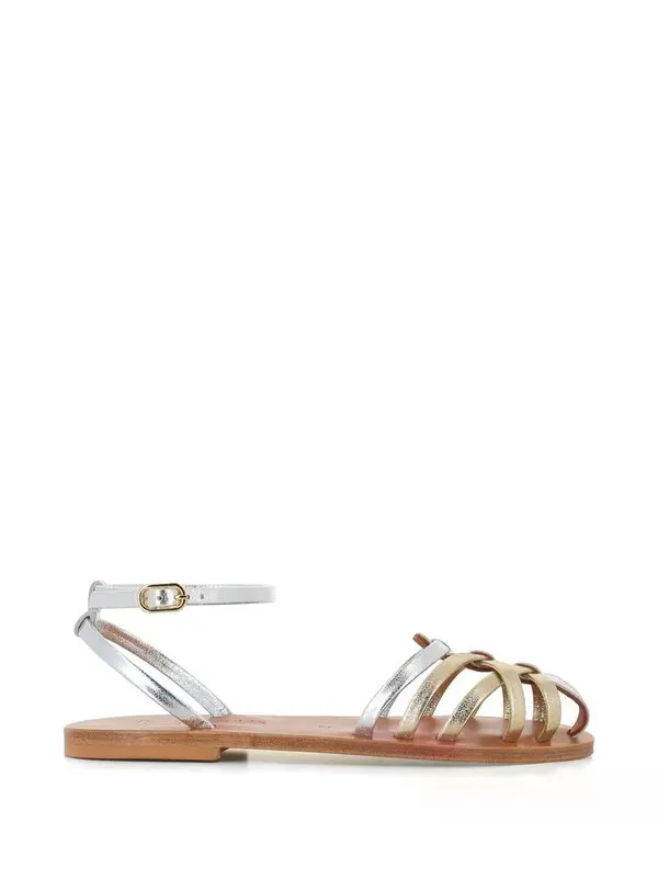 K.JACQUES Caicea Ankle-strap Braided Leather Sandals - Silver