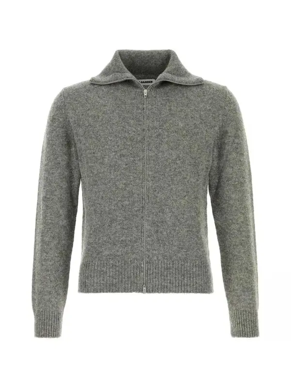 JIL SANDER Mélange-effect Zip-up Cardigan - Grey