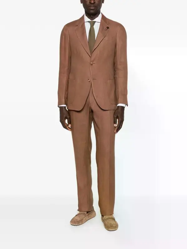 LARDINI Logo-detail Single-breasted Suit - Brown