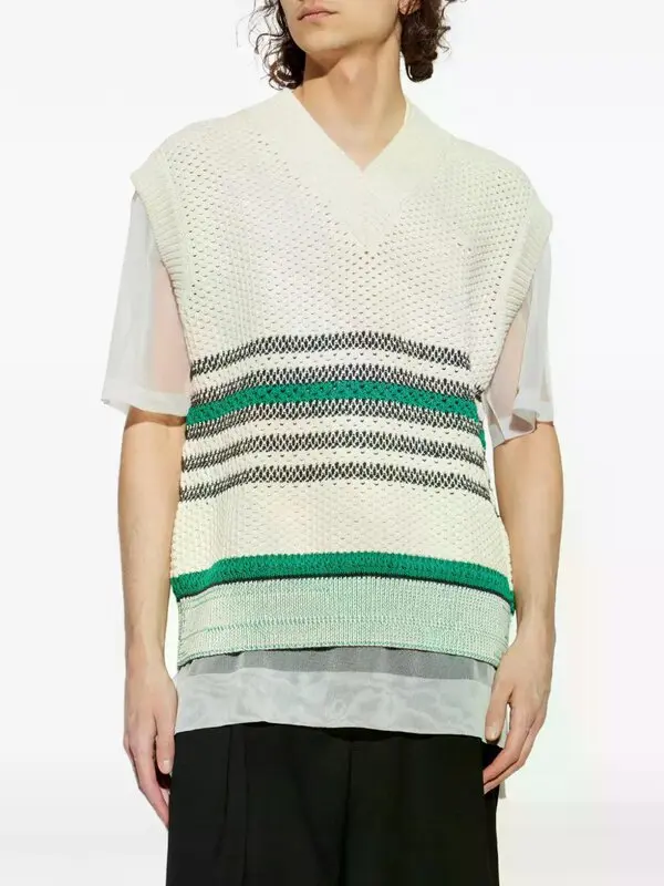 Lacoste Striped V-neck Vest