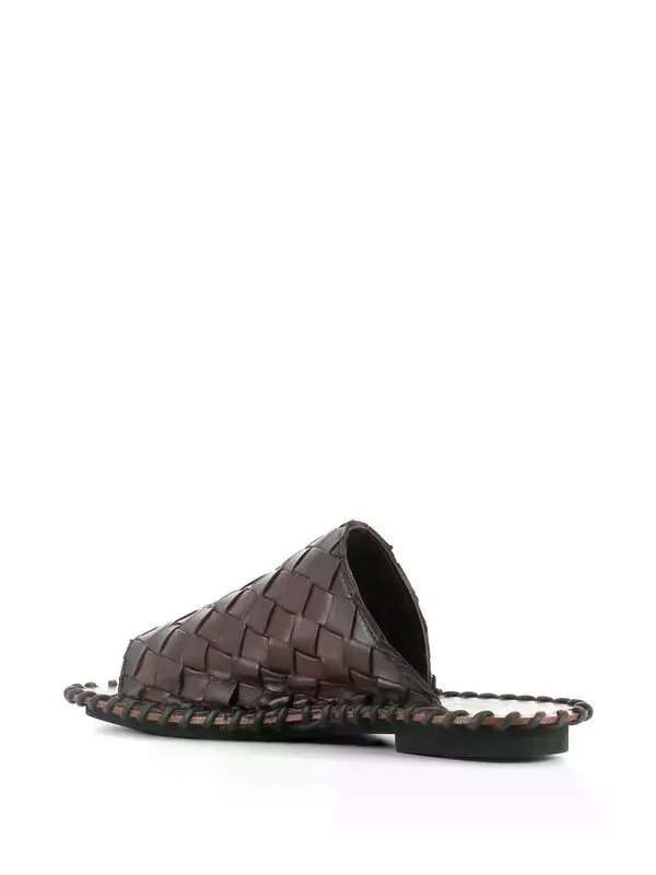 ALEXANDER HOTTO Woven Leather Flat Sandals - Brown