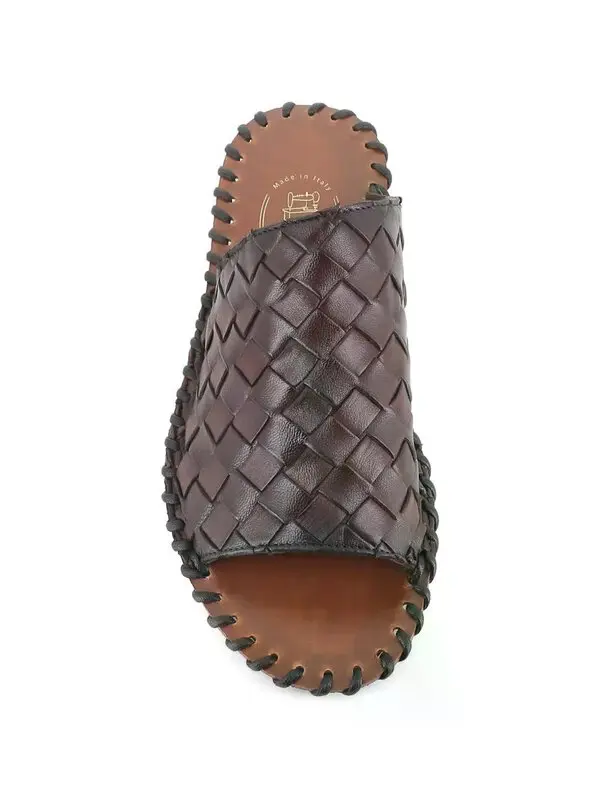 ALEXANDER HOTTO Woven Leather Flat Sandals - Brown
