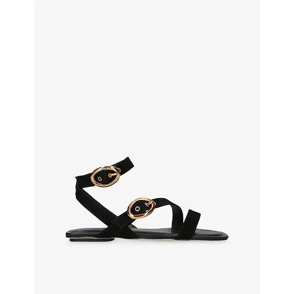 Steve Madden Karmin Suede Sandals With Buckle Fastening - Black