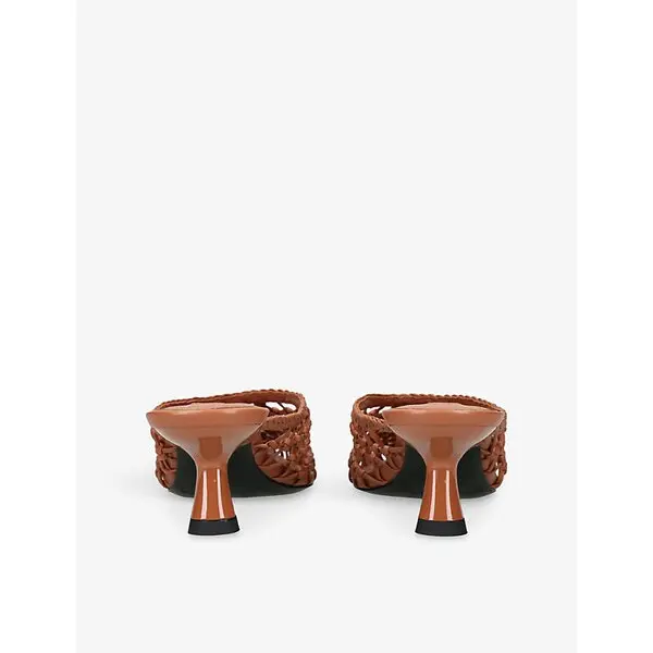 SIMONMILLER Knotted Gala Heeled Woven Mules - Mid Brown