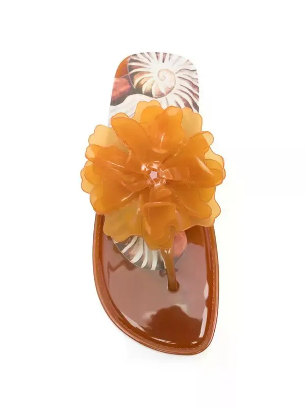 Farm Rio Flower Flip Flops - Brown
