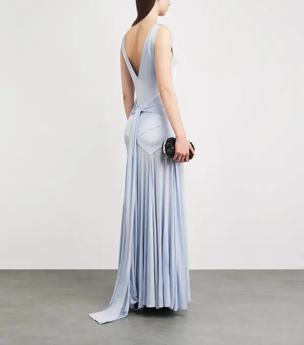 self portrait blue satin dress Bridal floral-appliqu satin gown in blue - Self Portrait