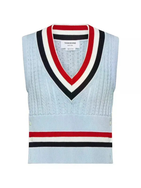 Thom Browne Stripe-ladder Cable Vest - Blue