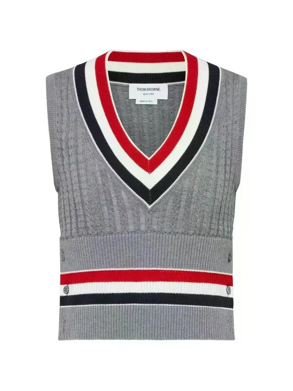 Thom Browne Cricket Stripe Vest - Grey