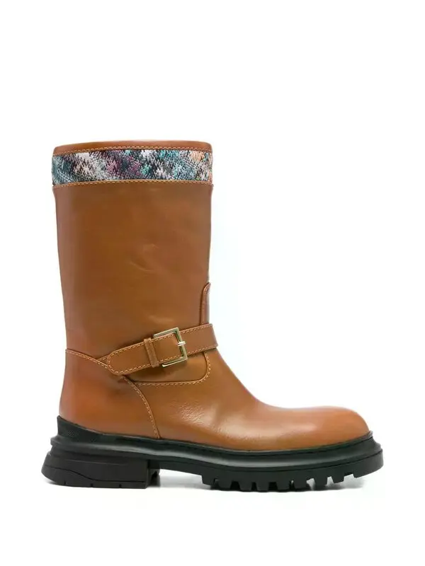 Missoni Buckle Strap Biker Boots - Brown