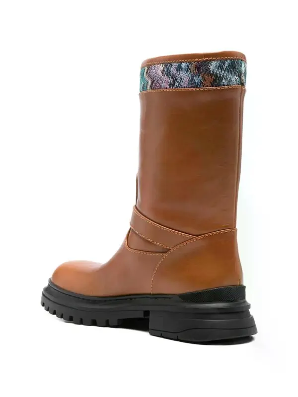 Missoni Buckle Strap Biker Boots - Brown