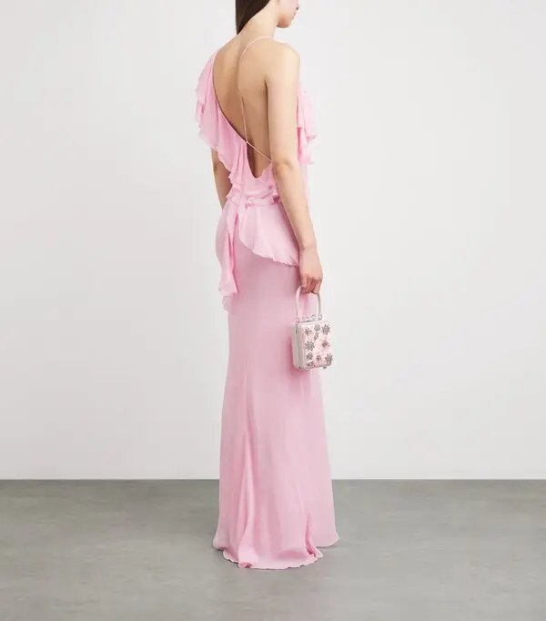 SELF-PORTRAIT Georgette Ruffled One-shoulder Maxi Dress