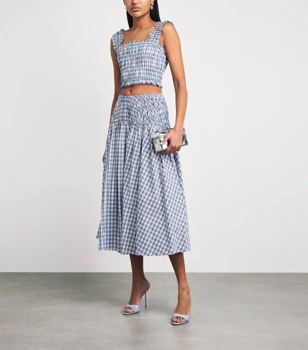 Maje Cotton Embellished Smocked Top - White