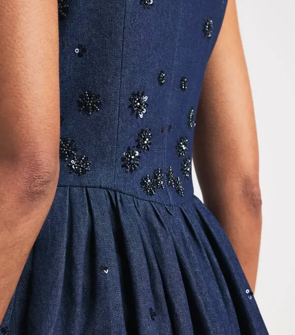 Maje Denim Embellished Mini Dress - Blue