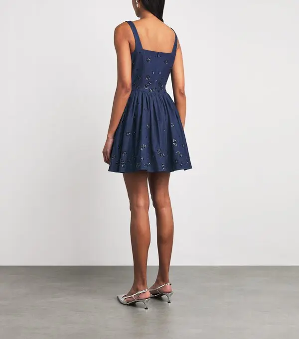 Maje Denim Embellished Mini Dress - Blue