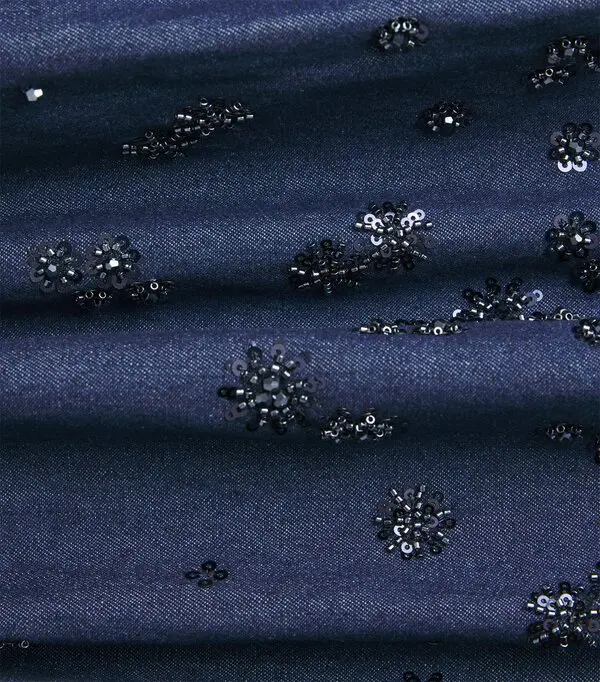 Maje Denim Embellished Mini Dress - Blue