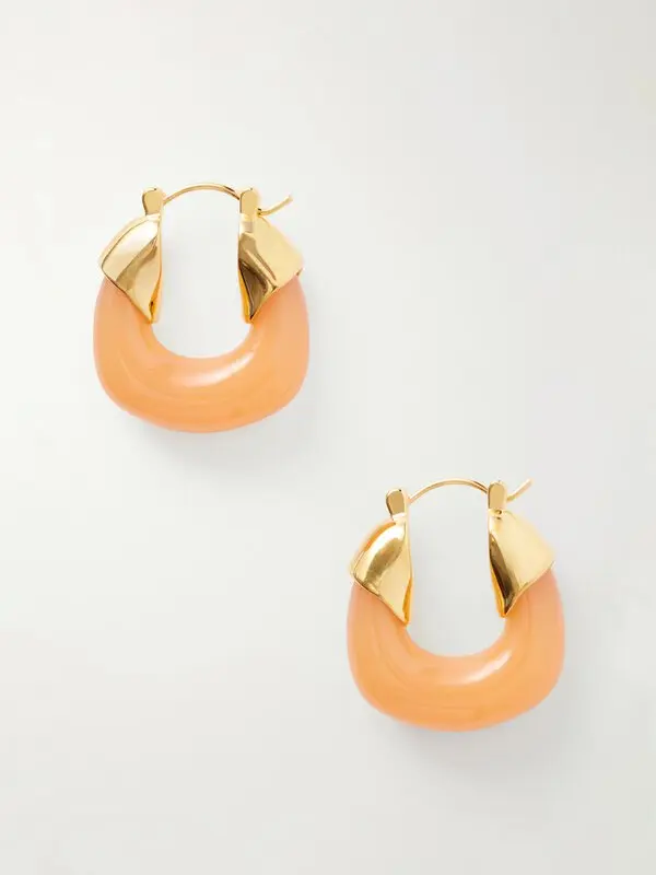 LIZZIE FORTUNATO Gold-tone Resin Hoop Earrings - Orange