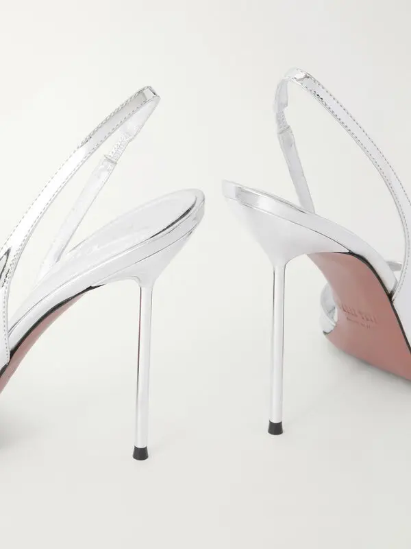 Paris Texas Lidia 95 Mirrored-leather Slingback Sandals - Silver