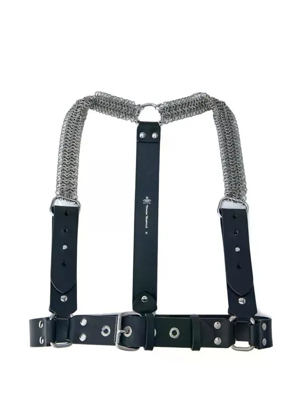 VIVIENNE WESTWOOD Leather Braces With Chain Detail - Black