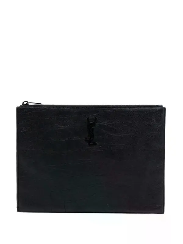 Saint Laurent 2019 Croc Embossed Monogram Clutch