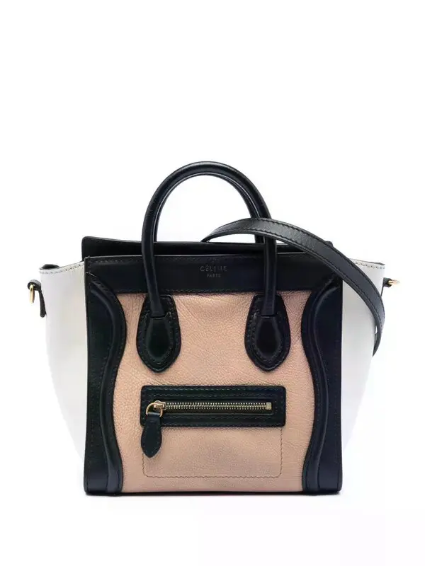 Celine 2013 Nano Tricolor Leather Luggage Tote Satchel - Brown