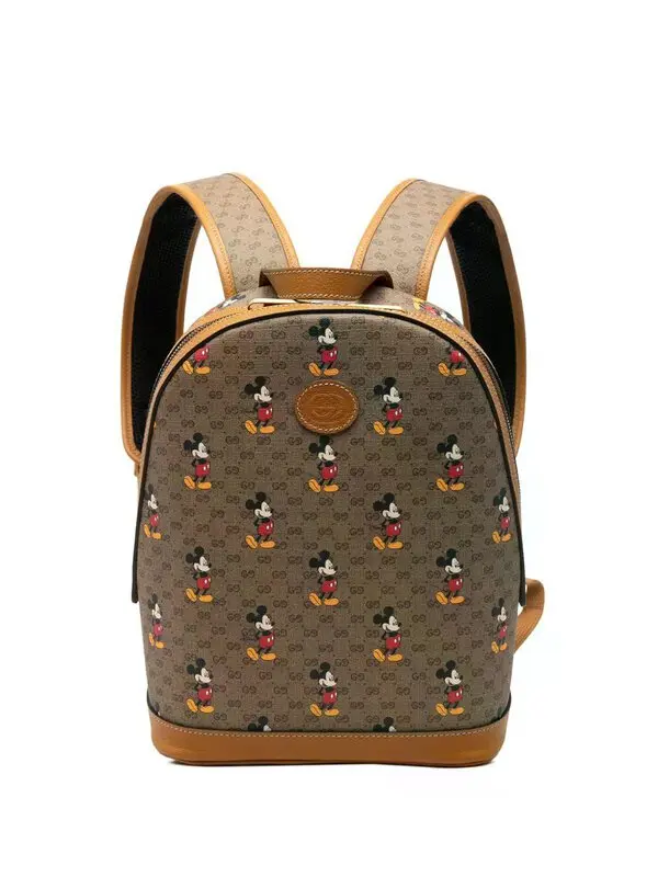 Gucci 2020 Disney Small Micro Gg Supreme Mickey Mouse Dome Backpack - Brown