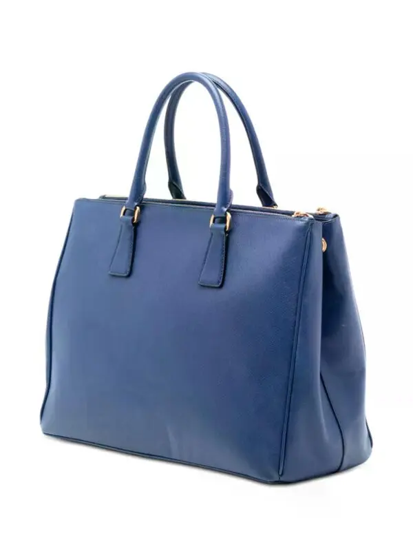 Prada Saffiano Lux Galleria Double Zip Tote Bag - Blue