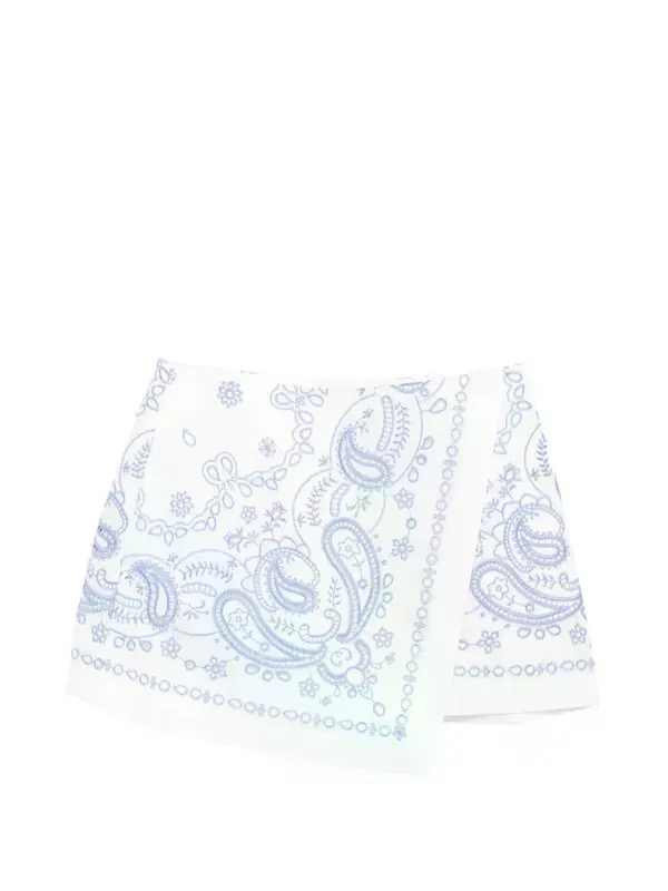 SELF-PORTRAIT Paisley Embroidered Shorts - White
