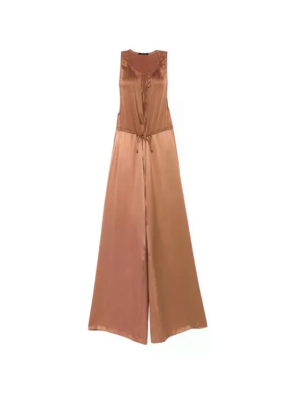 Kiki De Montparnasse Tie-neck Plissé Jumpsuit - Brown
