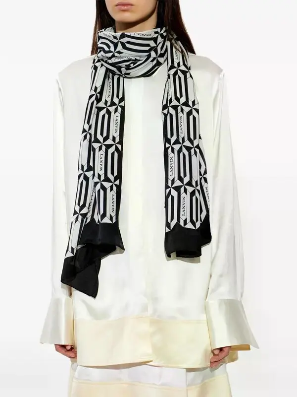LANVIN Geometric-print Scarf - Black