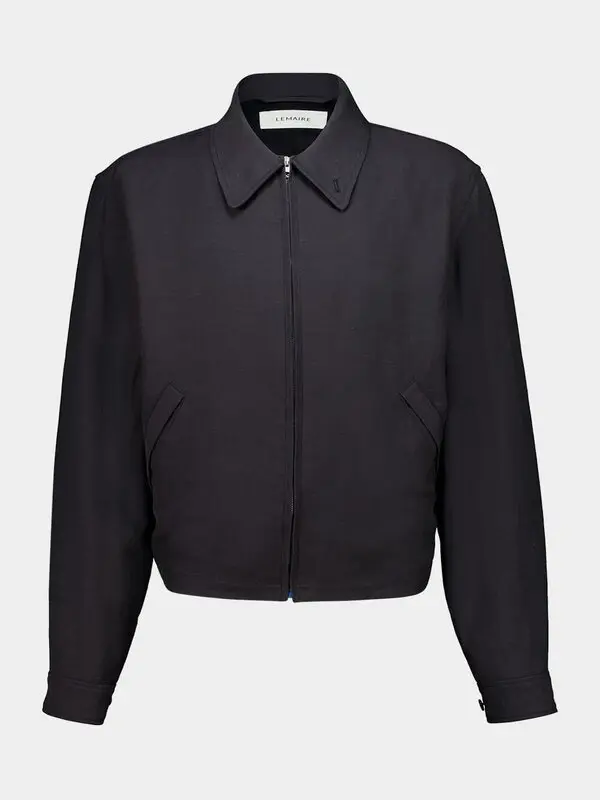 LEMAIRE Viscose Linen Gabardine Short Blouson - Black