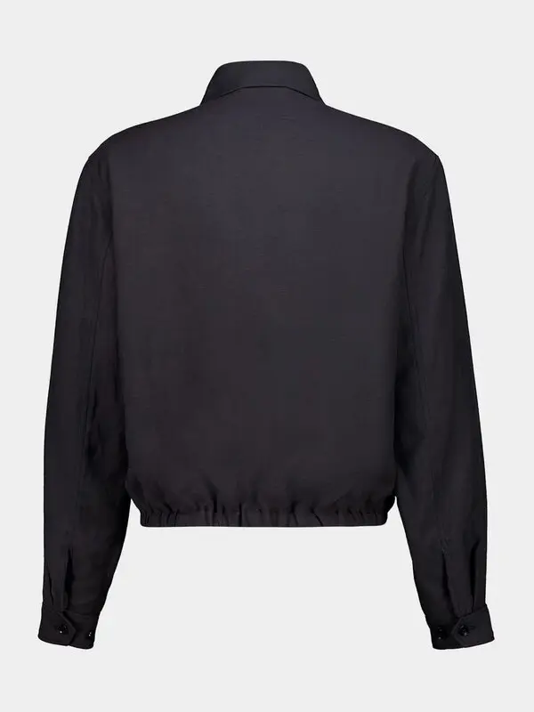 LEMAIRE Viscose Linen Gabardine Short Blouson - Black