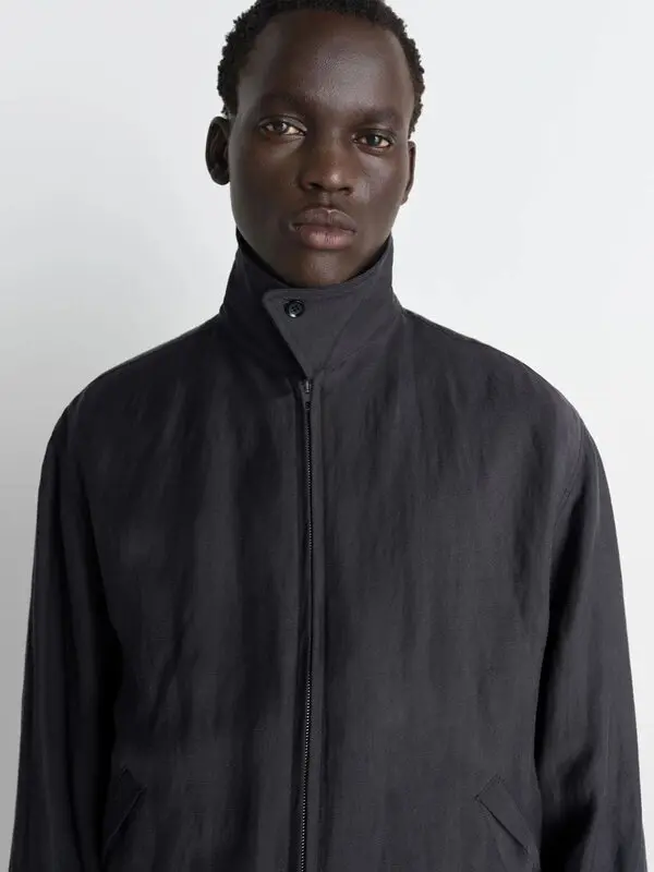 LEMAIRE Viscose Linen Gabardine Short Blouson - Black