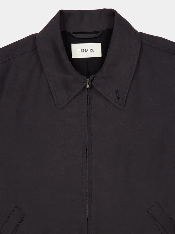 LEMAIRE Viscose Linen Gabardine Short Blouson - Black