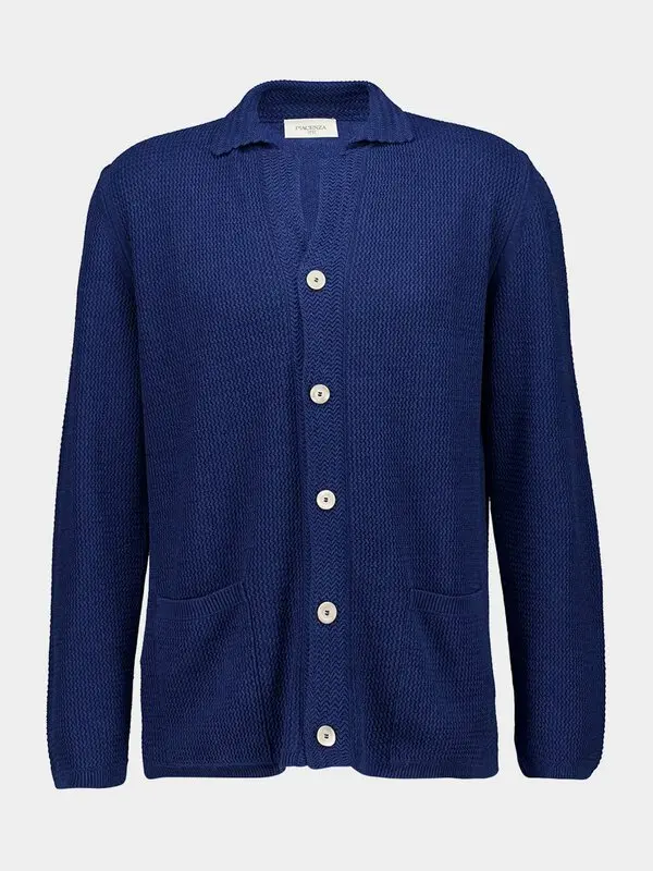 PIACENZA CASHMERE 1733 Silk And Cotton Knit Chore Jacket - Blue