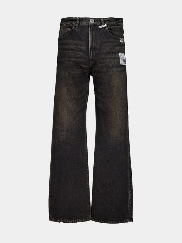 Mihara Yasuhiro Vintage-wash Flared Denim Jeans