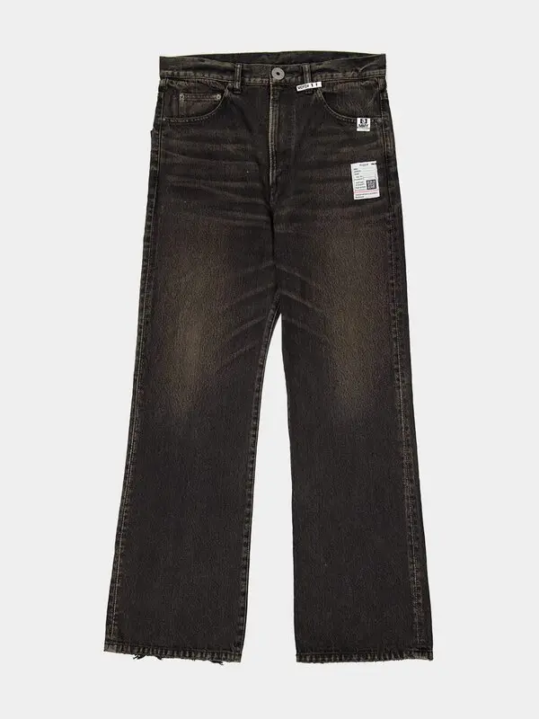 Mihara Yasuhiro Vintage-wash Flared Denim Jeans