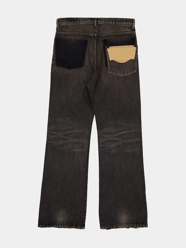Mihara Yasuhiro Vintage-wash Flared Denim Jeans