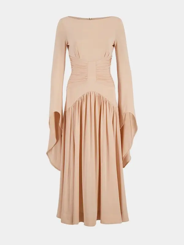 La DoubleJ Silk Midi Dress - Orange